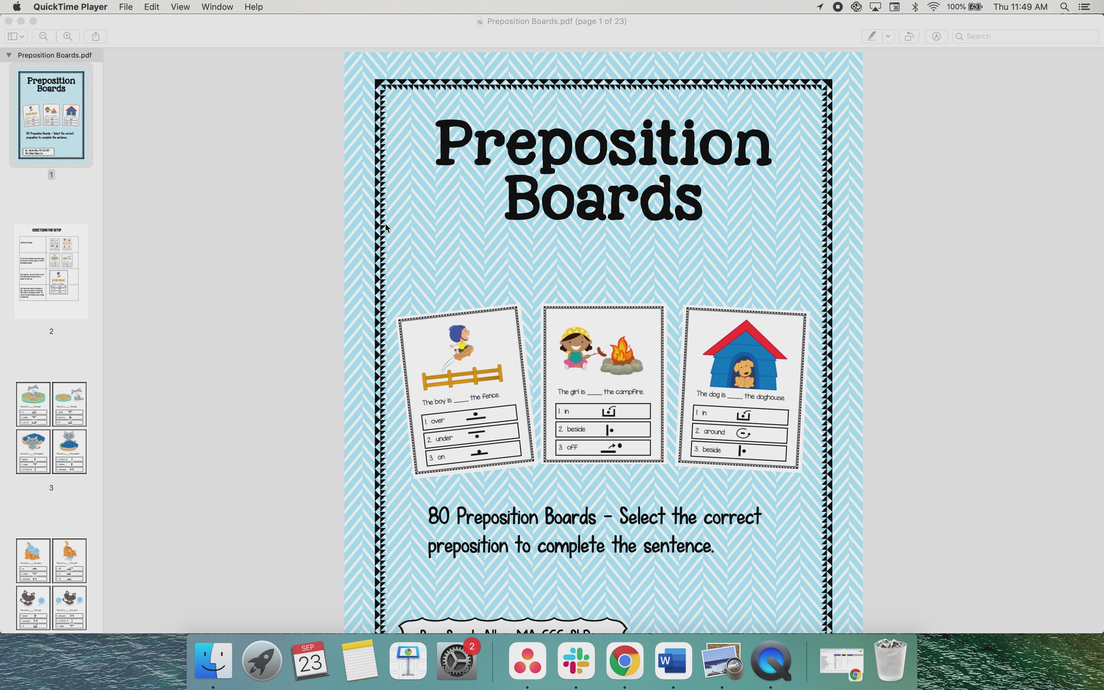 Preposition Task Cards – The Autism Helper
