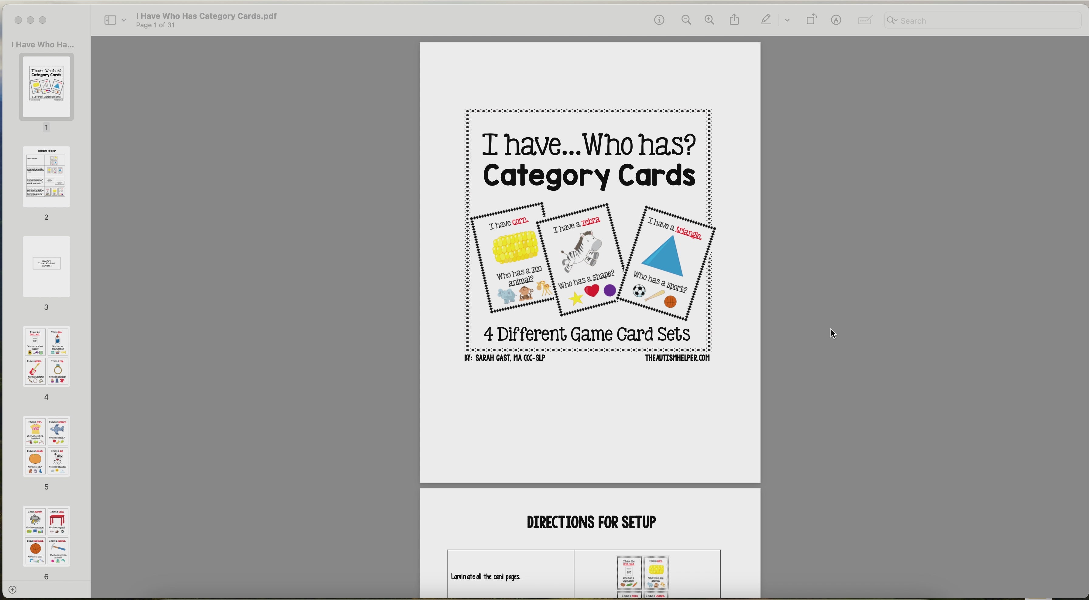 I Have, Who Has? Category Card Game – The Autism Helper