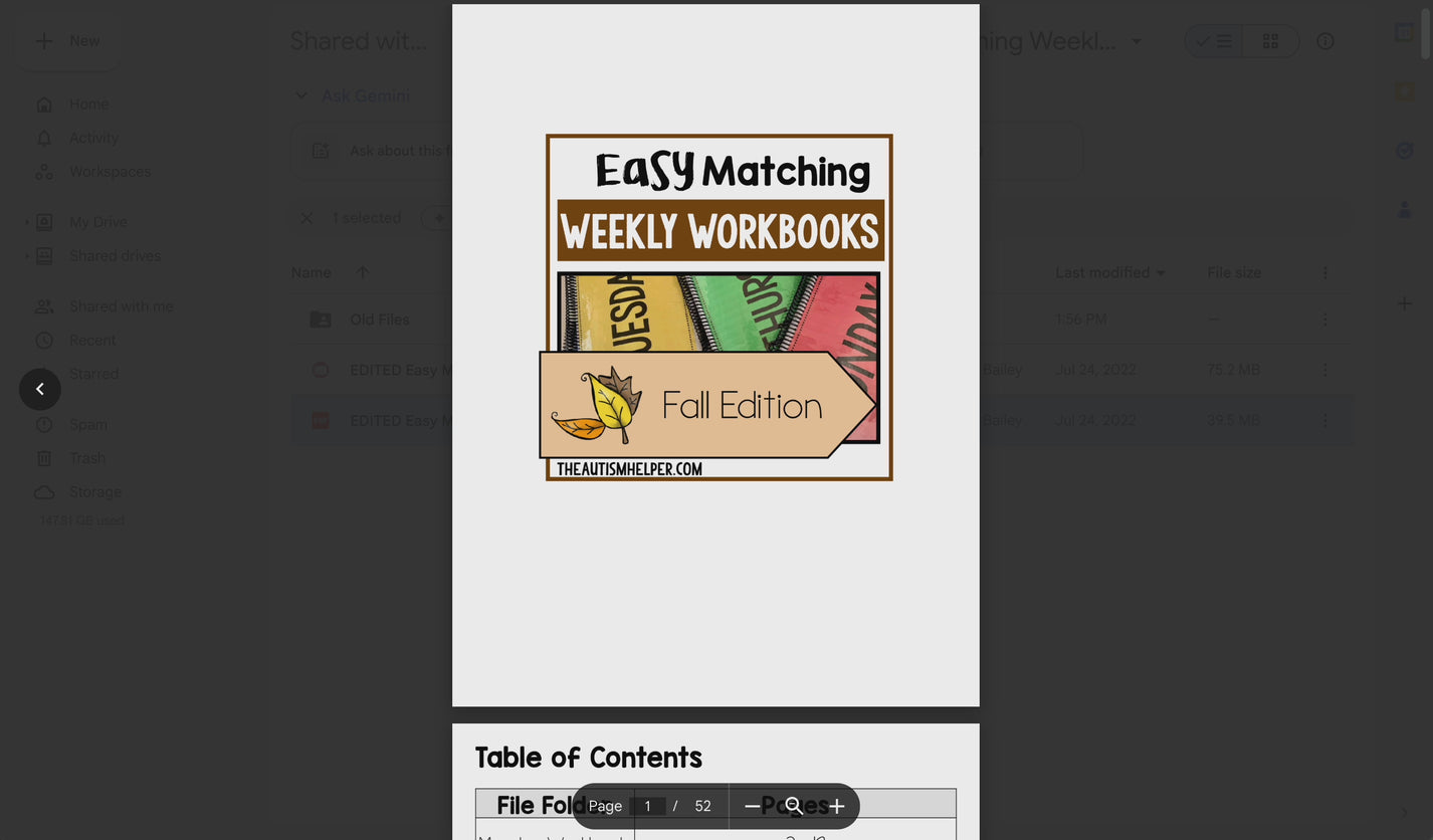 Easy Matching Weekly Workbooks – The Autism Helper