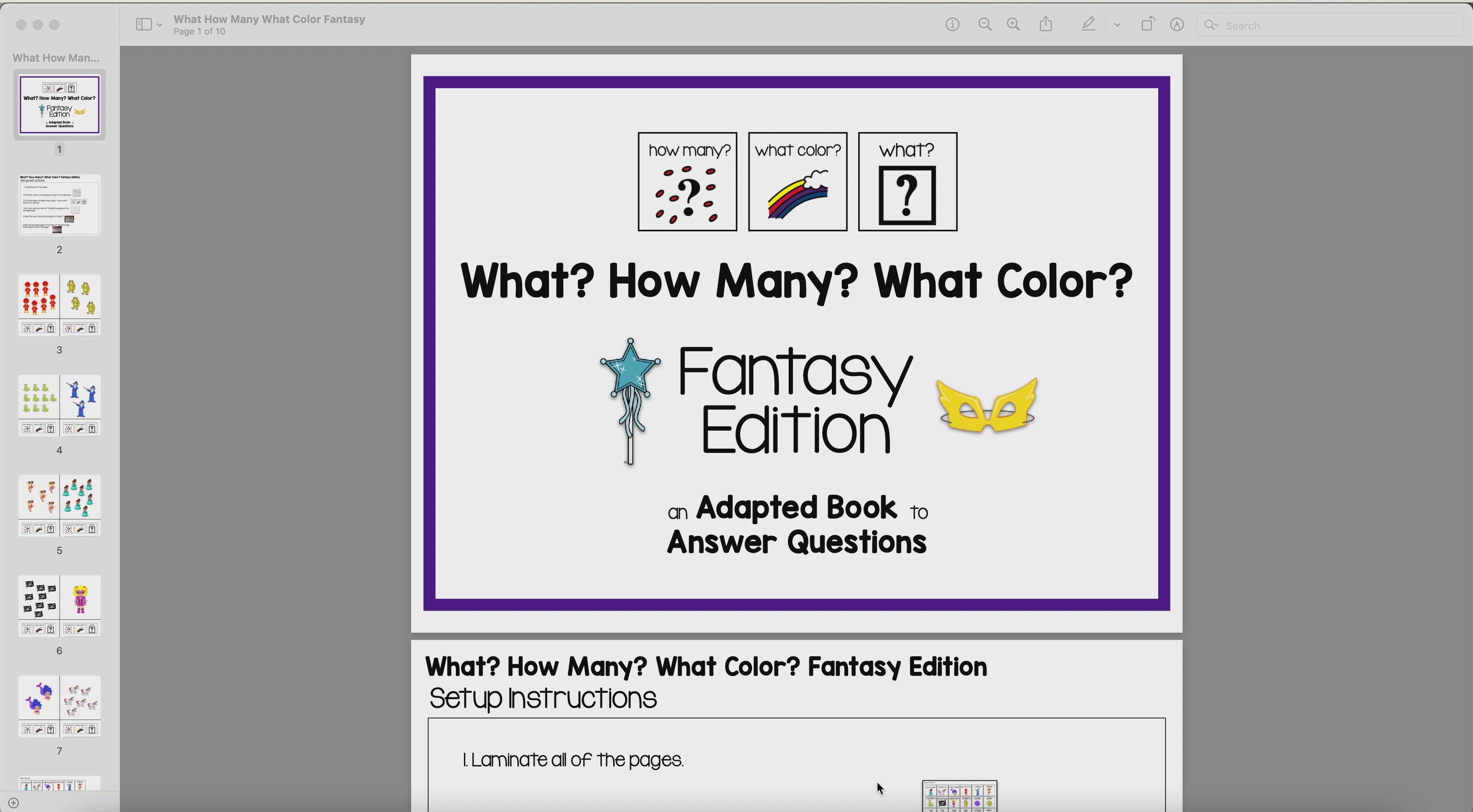 Count, Color, & Name Wh-Question Adapted Book - Theme Bundle – The ...