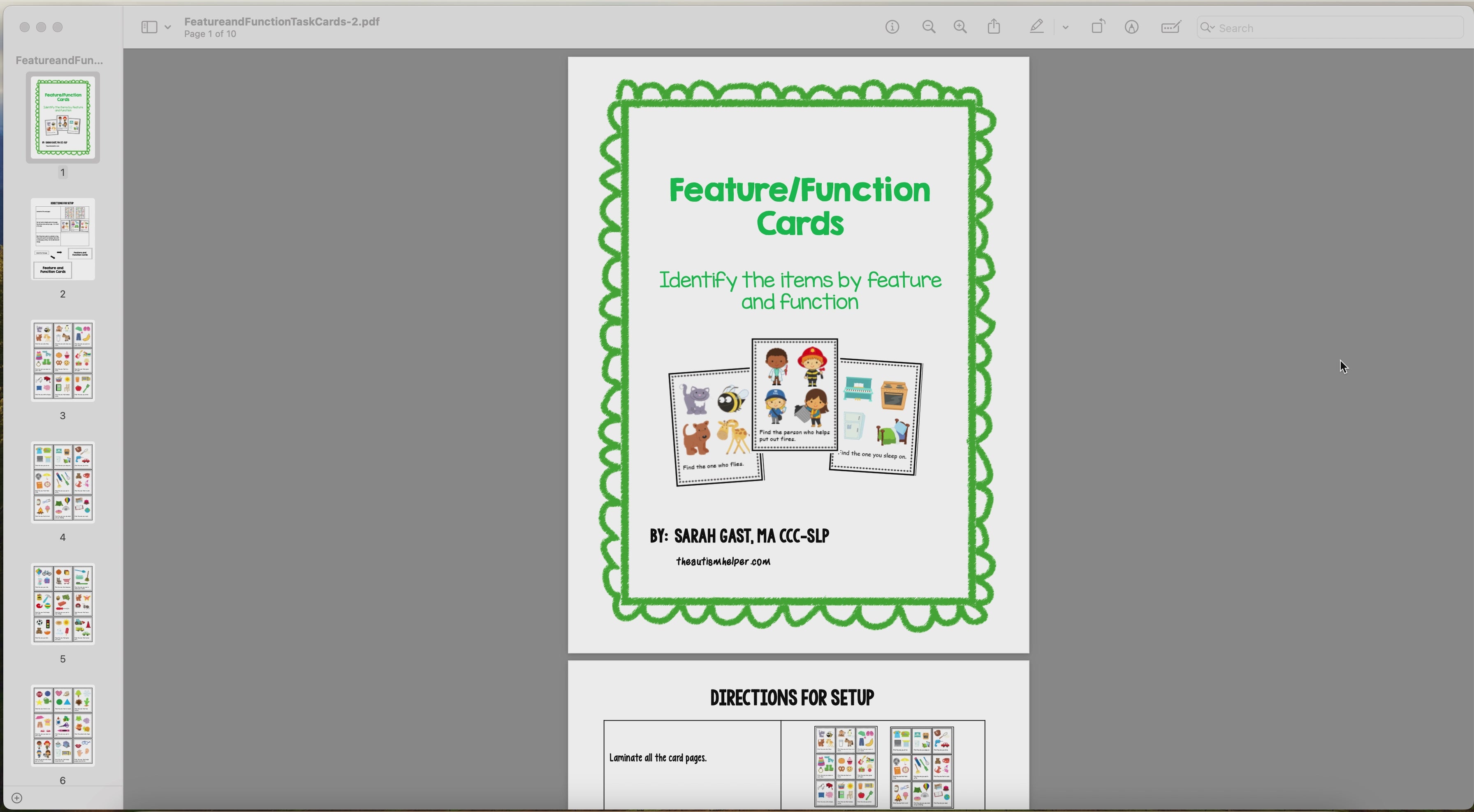 Feature and Function Task Cards – The Autism Helper