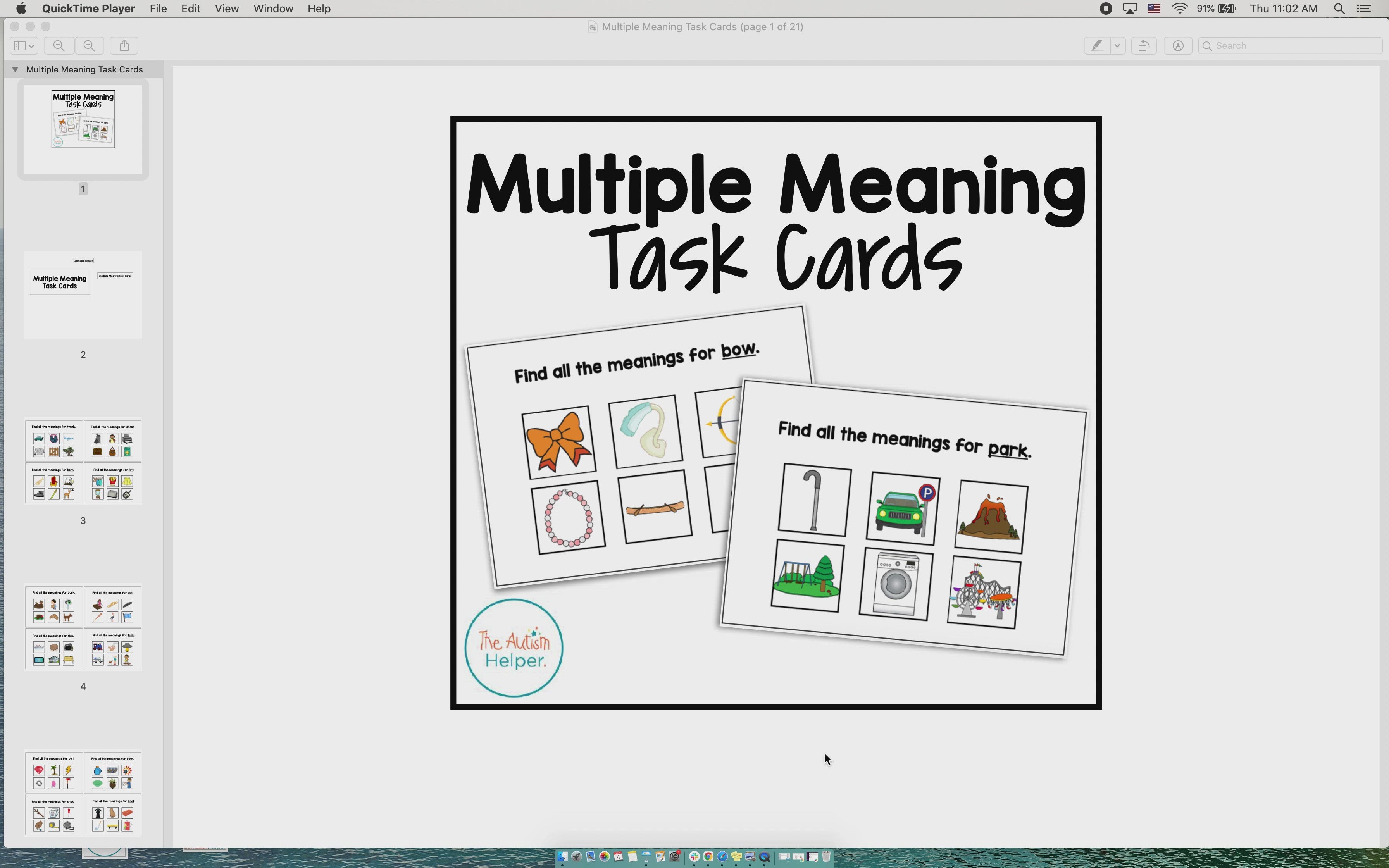 Multiple Meaning Word Task Cards – The Autism Helper