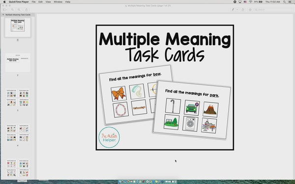 Multiple Meaning Word Task Cards#N# #N# #N# #N# – The Autism Helper