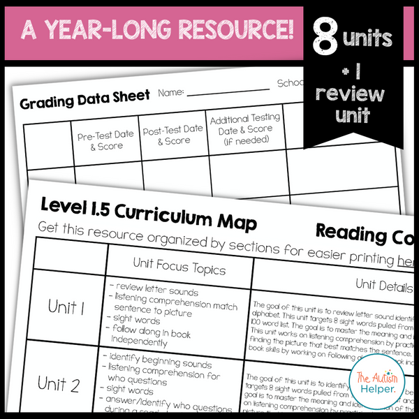Reading Comprehension Leveled Daily Curriculum {LEVEL 1.5} – The Autism ...