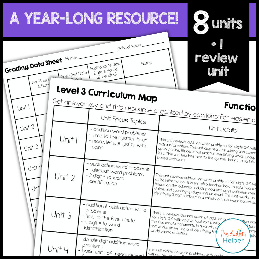 Functional Math Leveled Daily Curriculum {LEVEL 3} – The Autism Helper