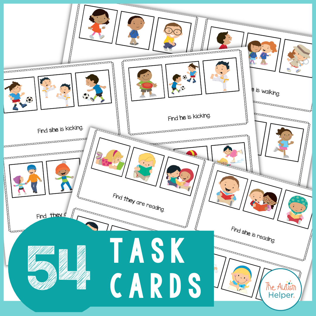 Receptive Third Person Singular and Plural Pronoun Task Cards – The ...