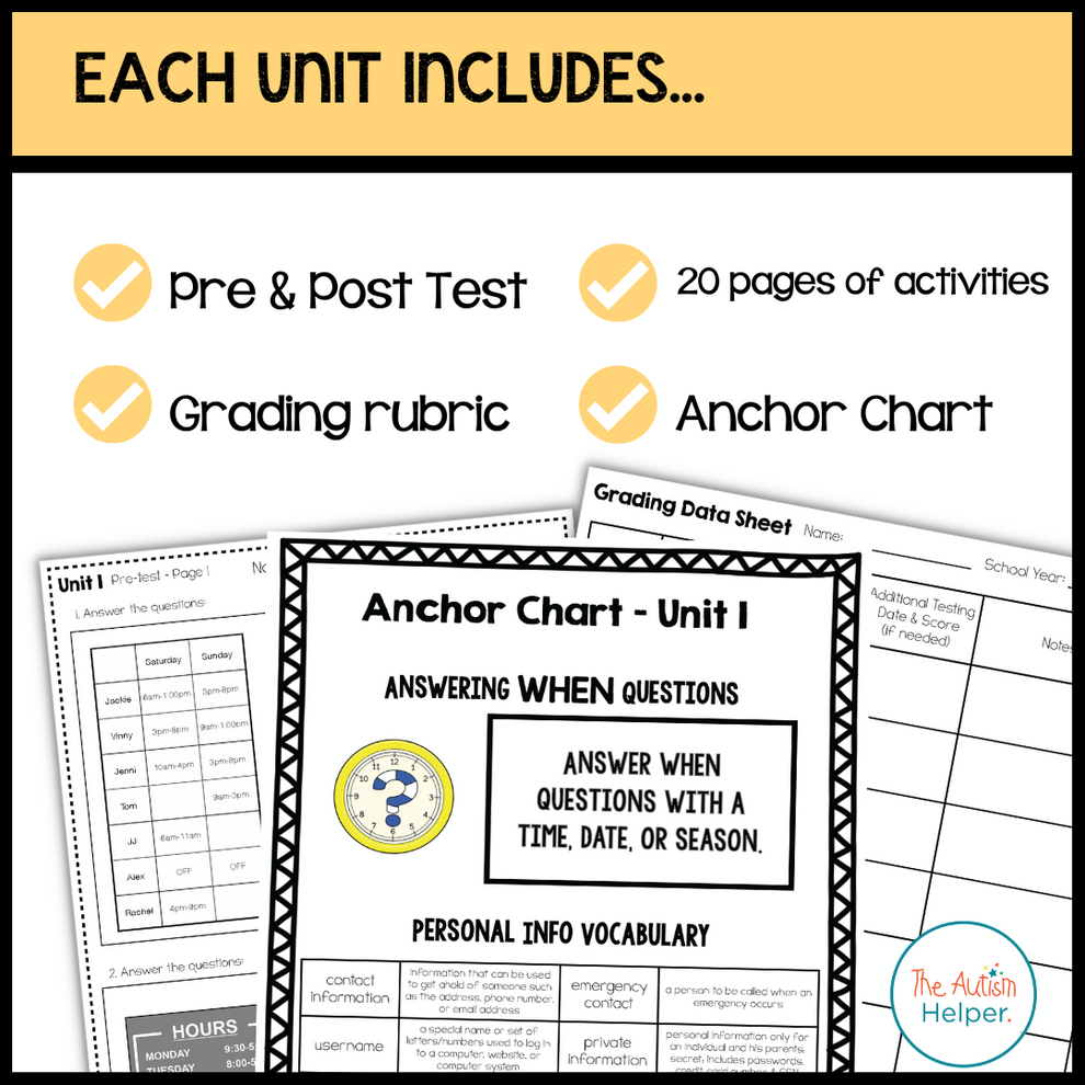 Functional Literacy Leveled Daily Curriculum {LEVEL 3} – The Autism Helper