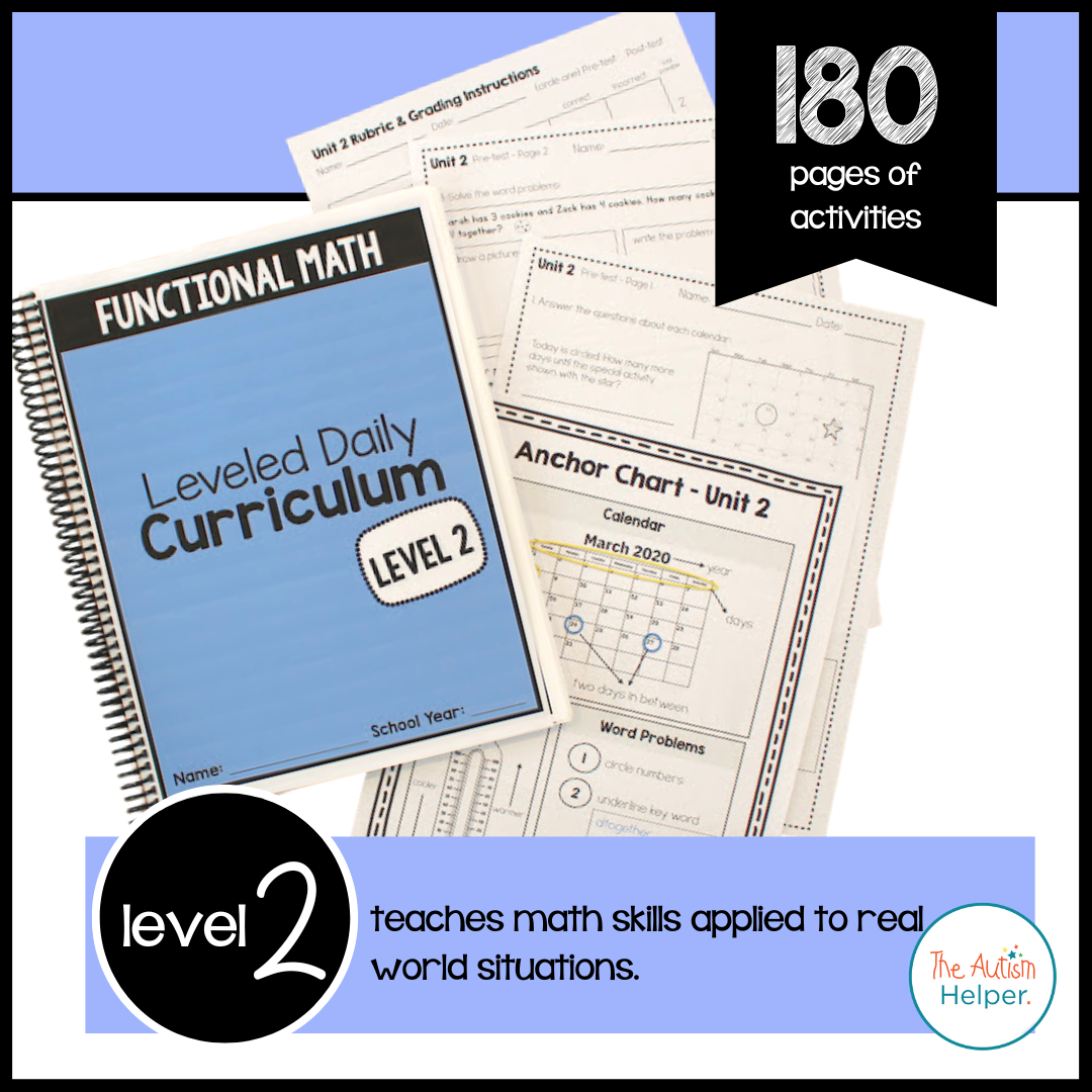 Functional Math Leveled Daily Curriculum {LEVEL 2} – The Autism Helper