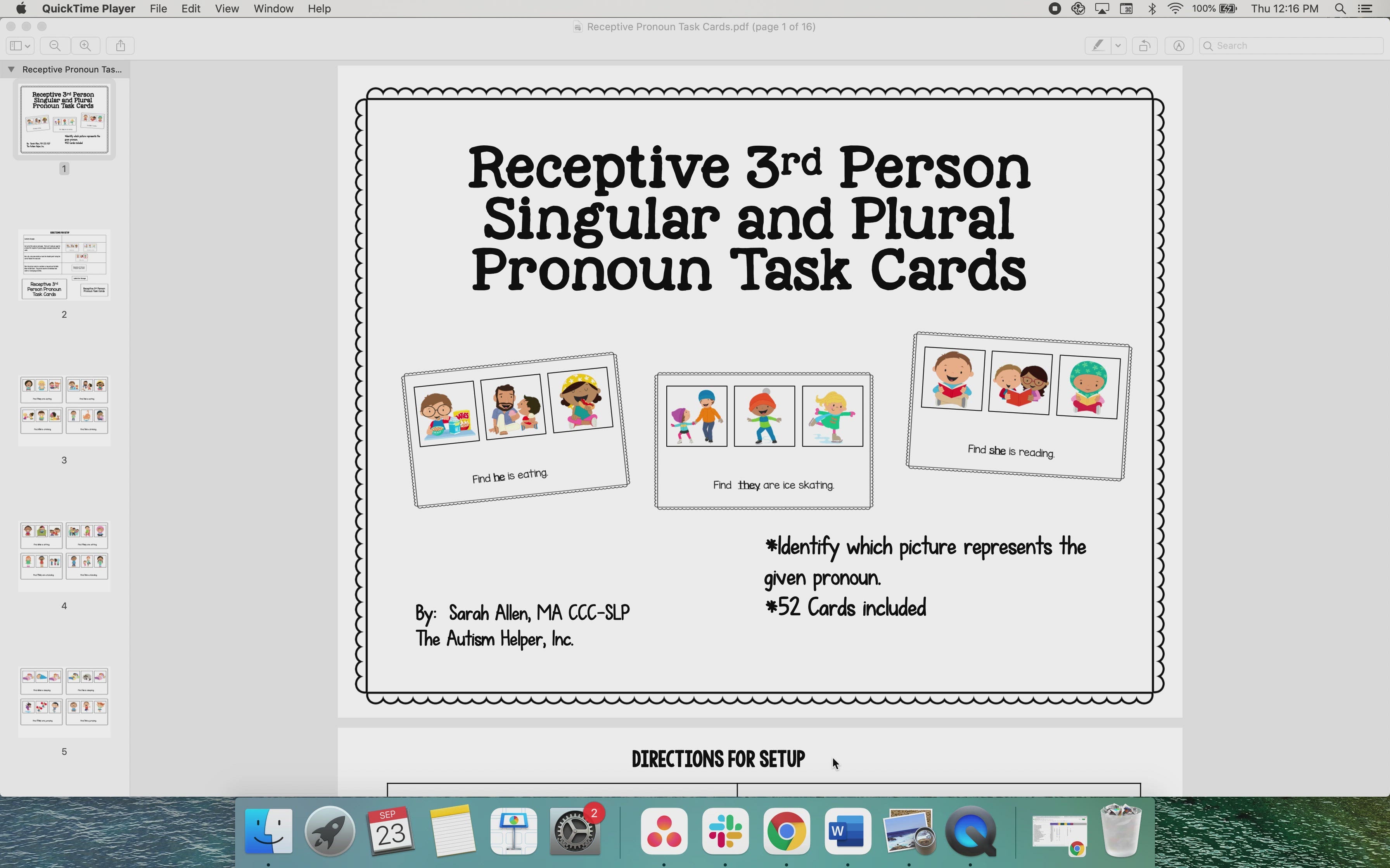 Receptive Third Person Singular and Plural Pronoun Task Cards – The ...