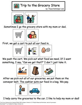 Visual Social Story Packet for Children with Autism: Community Set 1 ...