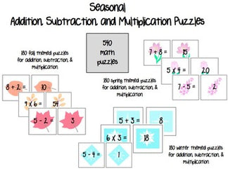 Seasonal Math Puzzles for Addition, Subtraction, & Multiplication – The ...