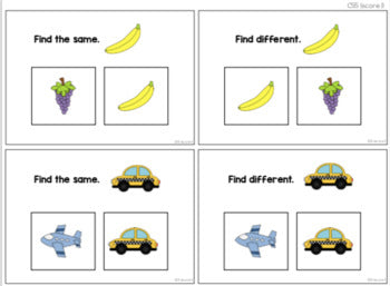 Same & Different Task Cards [ABLLS-R Aligned C55] – The Autism Helper