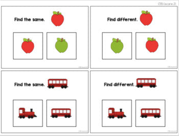 Same & Different Task Cards [ABLLS-R Aligned C55] – The Autism Helper